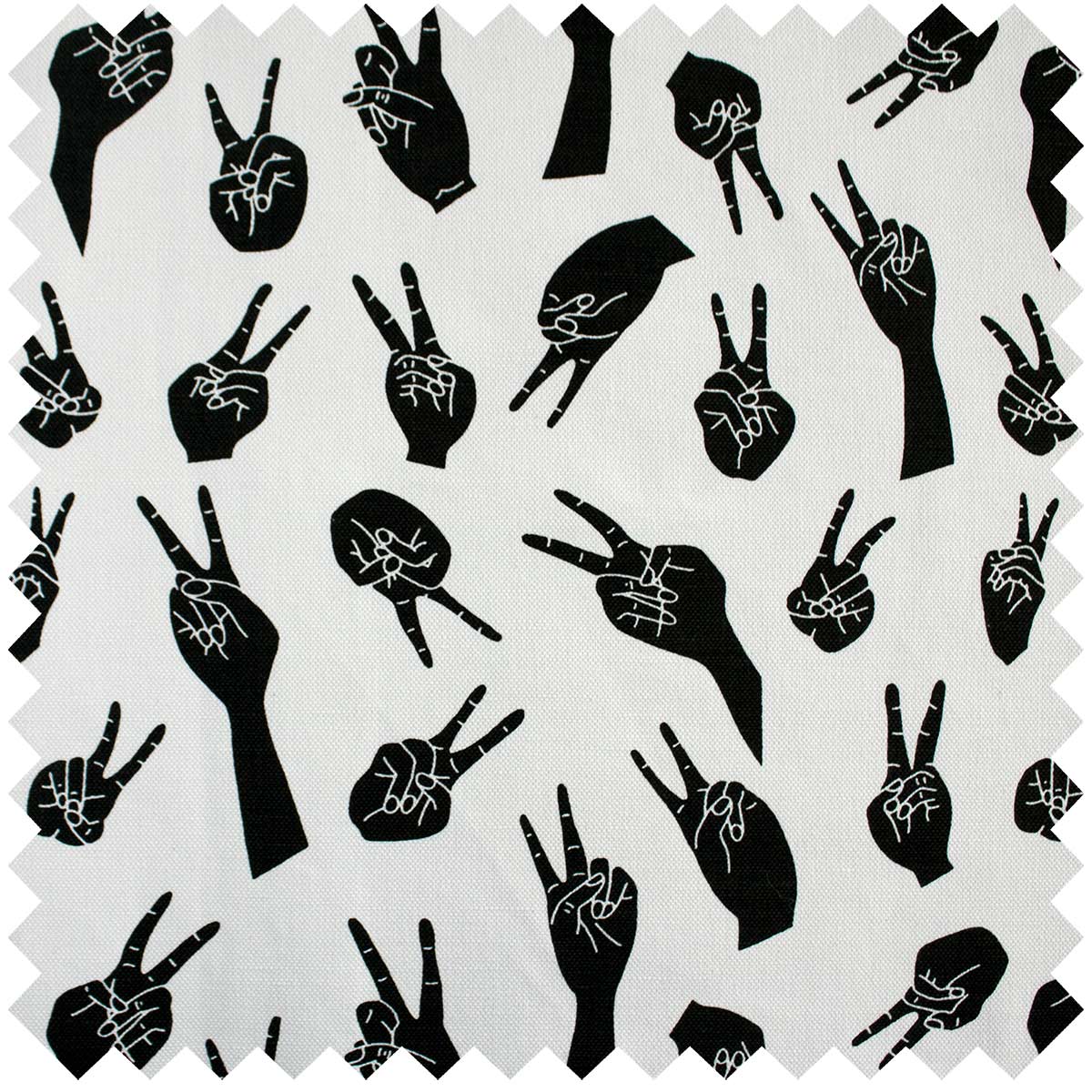 White Peace Hands Fabric - Monochrome Peace Sign Interior Fabric – Safomasi